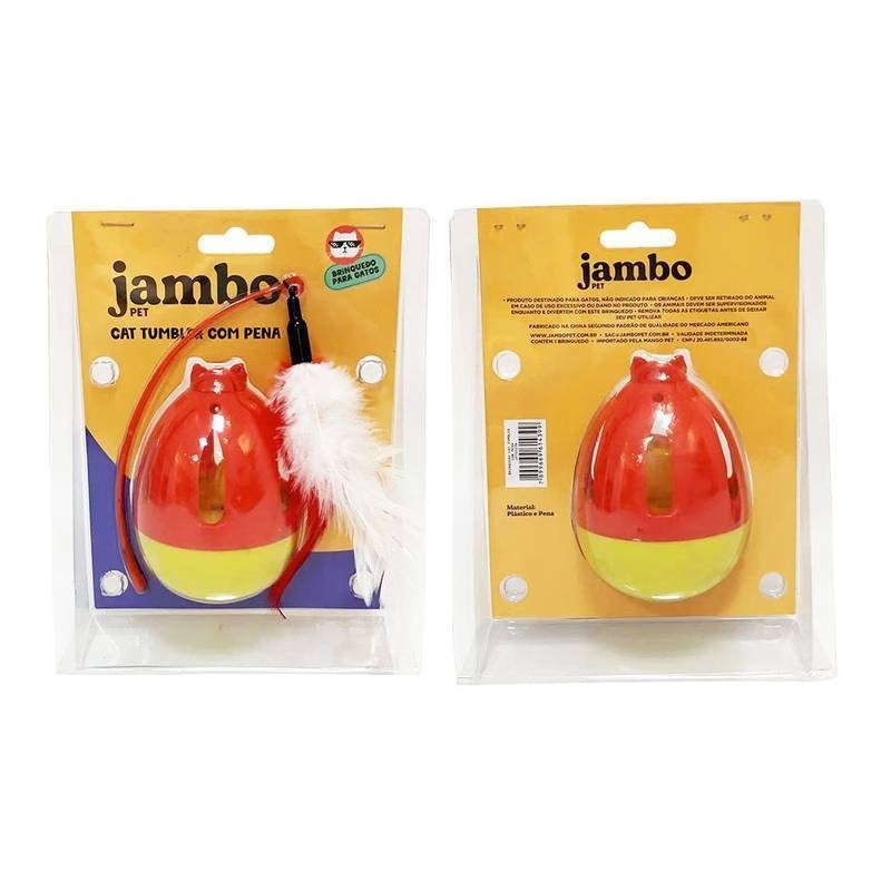 Brinquedo Jambo Pet Cat Tumbler com Pena para Gatos - Petnautas