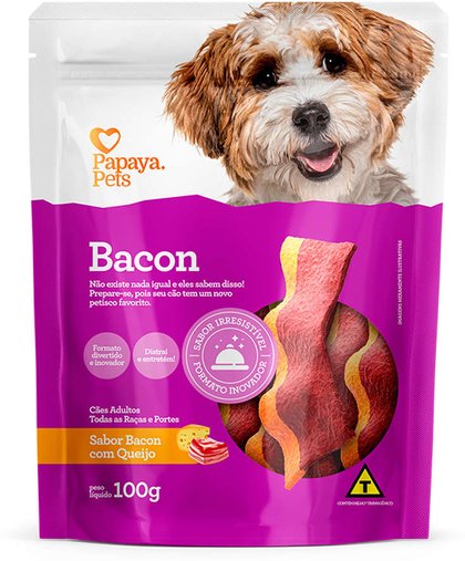 Petisco Papaya Pets para Cães Adultos Sabor Bacon com Queijo 100g ...