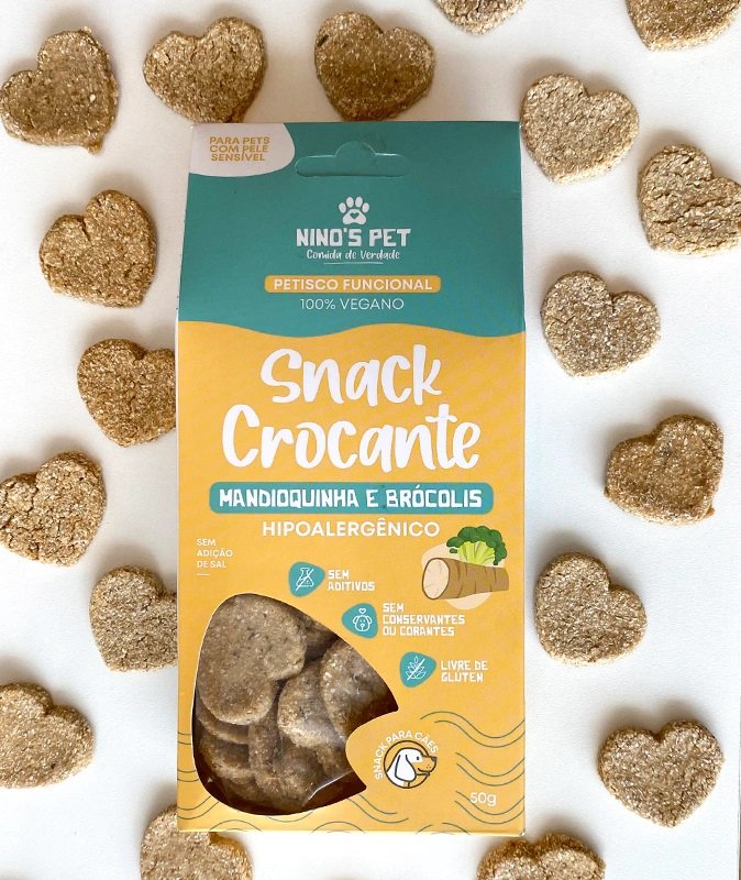 SNACK CROCANTE MANDIOQUINHA E BROCOLIS 50G NINOS PET - Petnautas